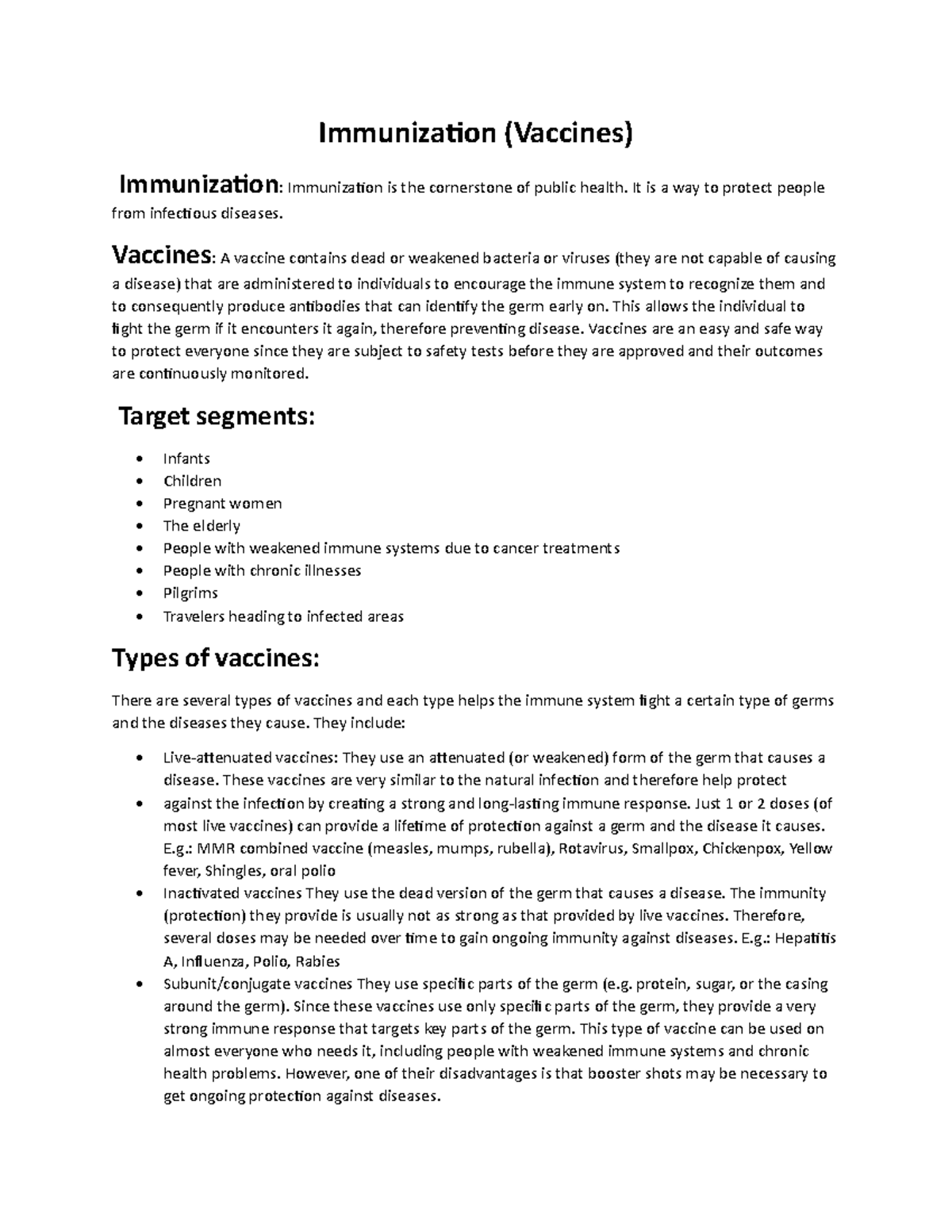 Immunization - It is lecture note - Immunization (Vaccines ...