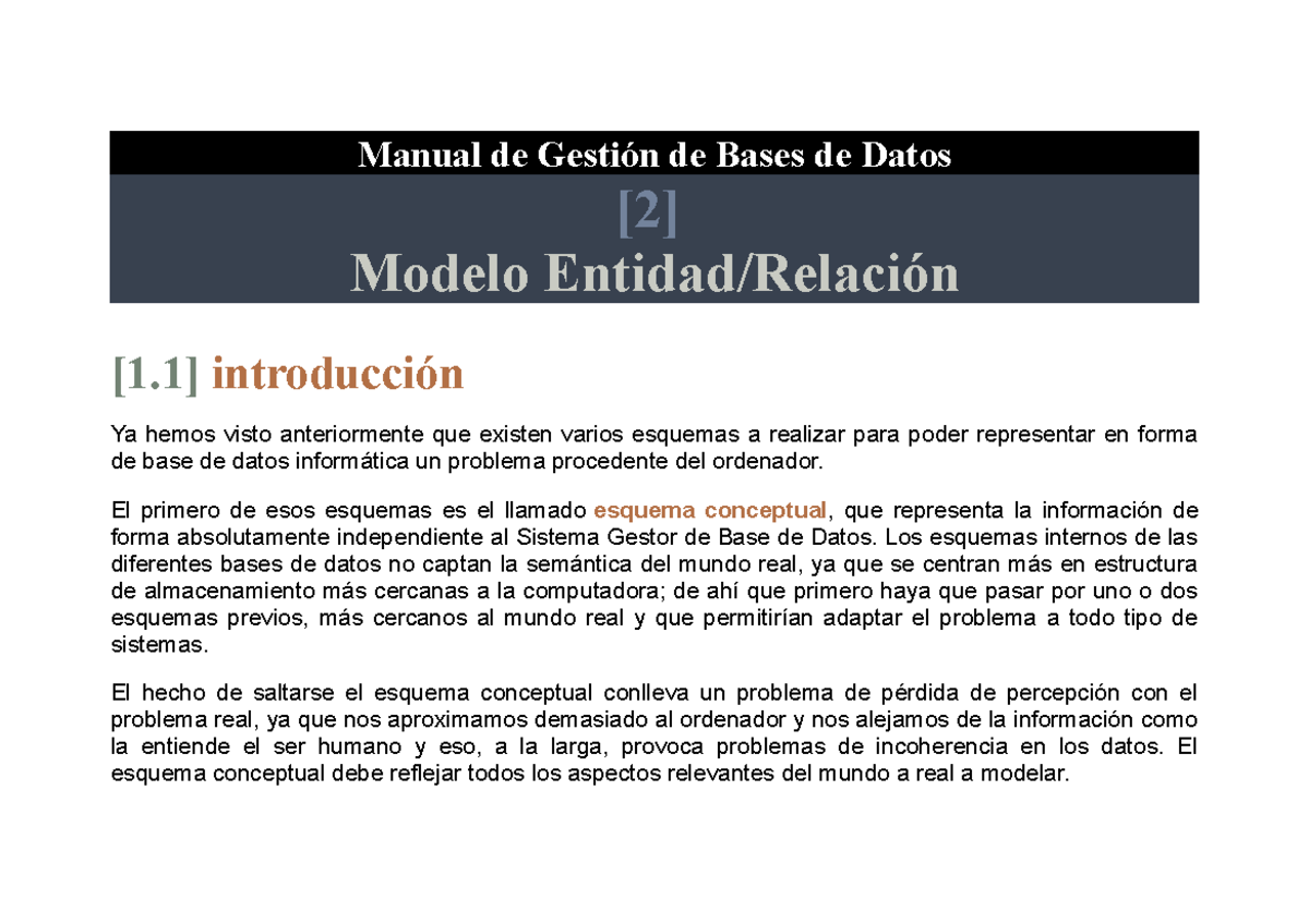 Lectura Completa Modelo Entidad-Relación bien detallado - Manual de ...
