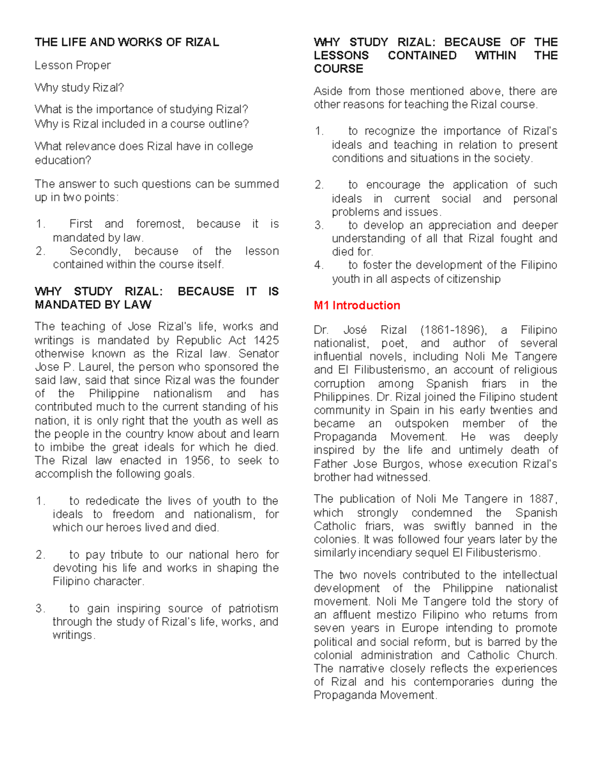 Toaz - DGCTRVX HBNFRGTYHJFG - THE LIFE AND WORKS OF RIZAL Lesson Proper ...