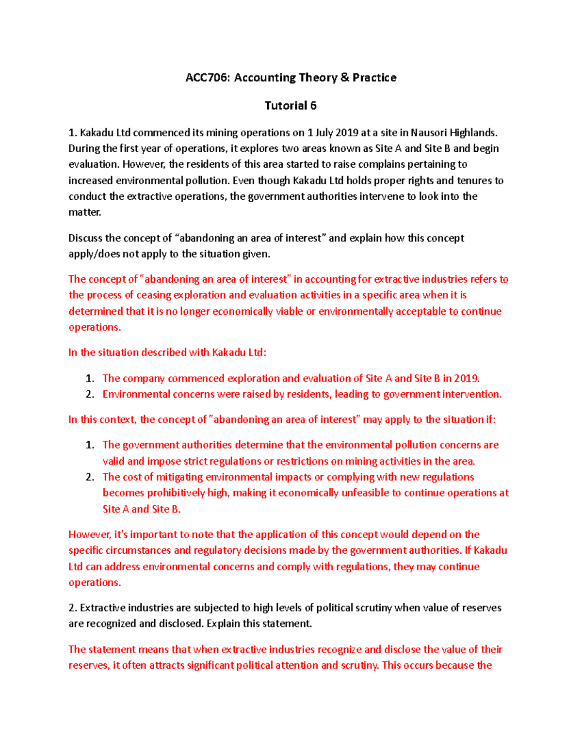 ACC706 Tutorial 6 - ACC706: Accounting Theory & Practice Tutorial 6 ...