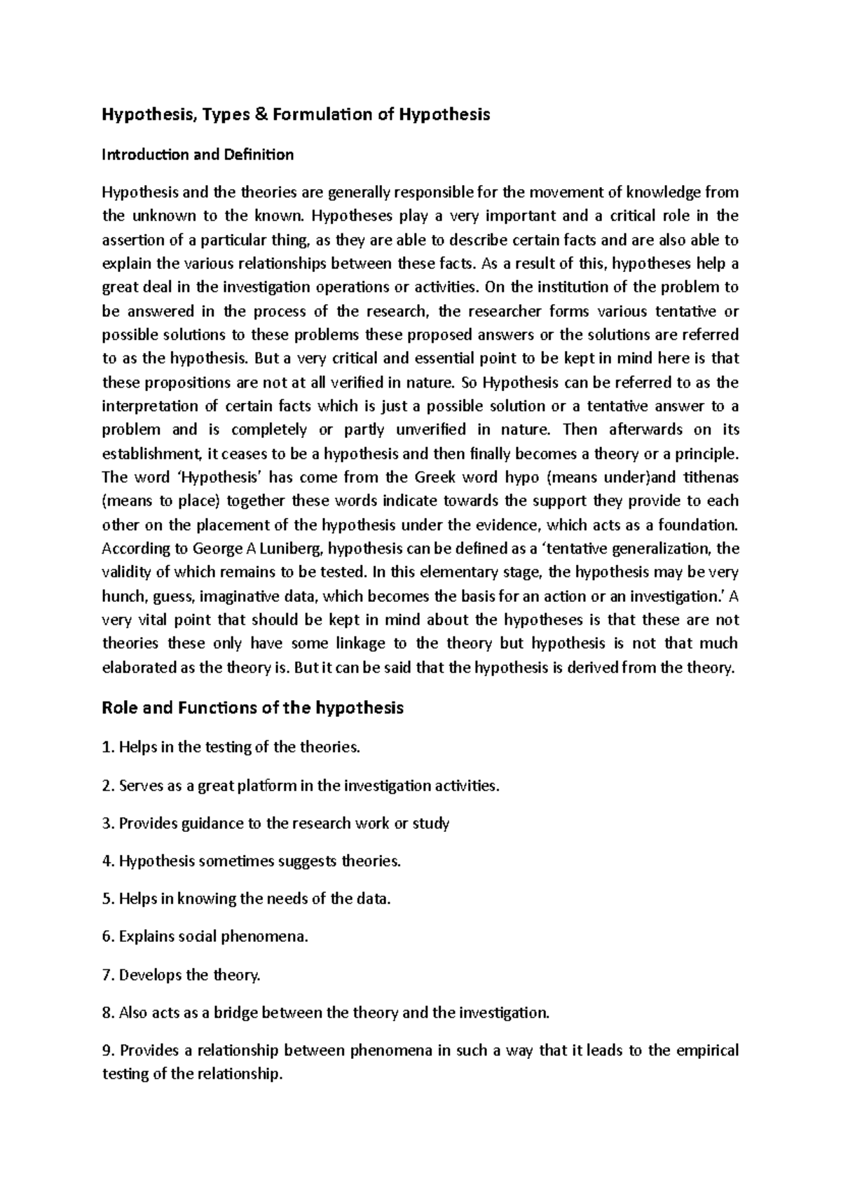 Hypothesis ,types and formulation of hypothesis - Hypothesis, Types ...