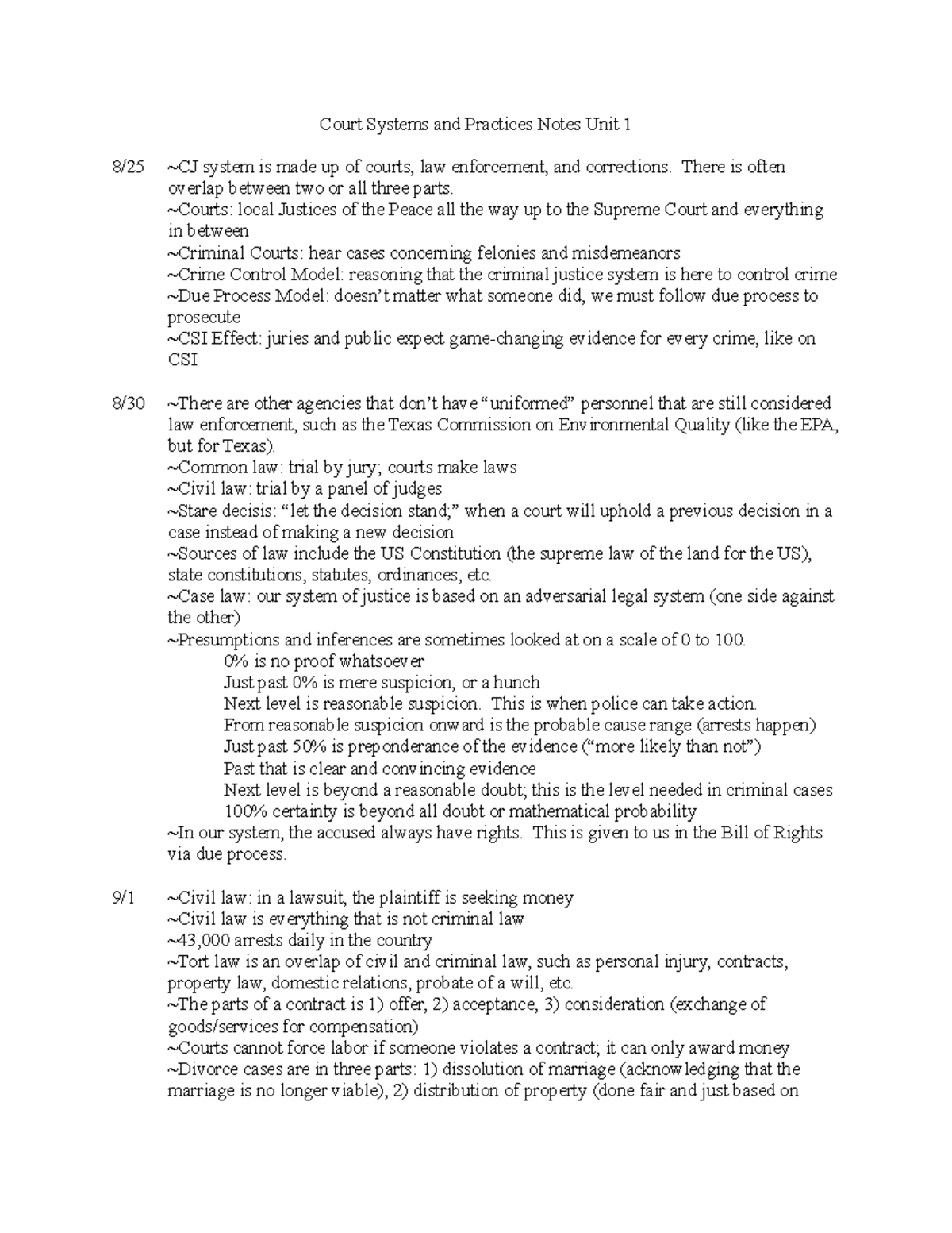 Unit 1 Notes - Court Systems and Practices Notes Unit 1 system is made ...