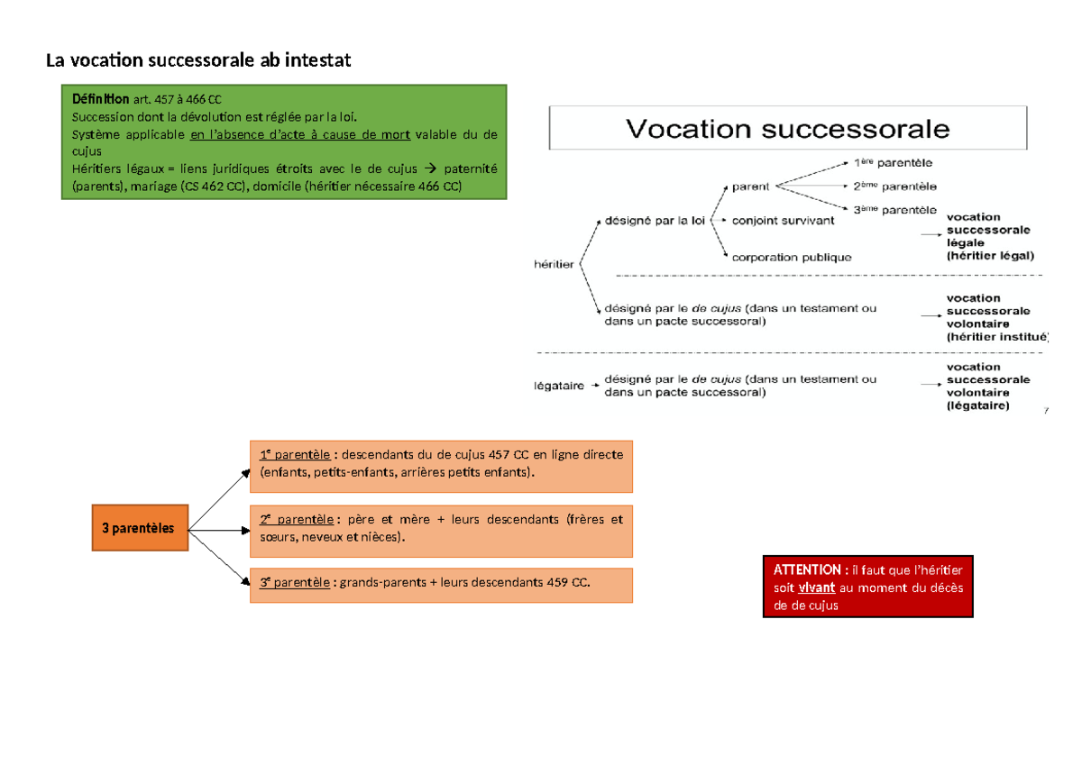 Schémas - schemas - La vocation successorale ab intestat Définition art ...