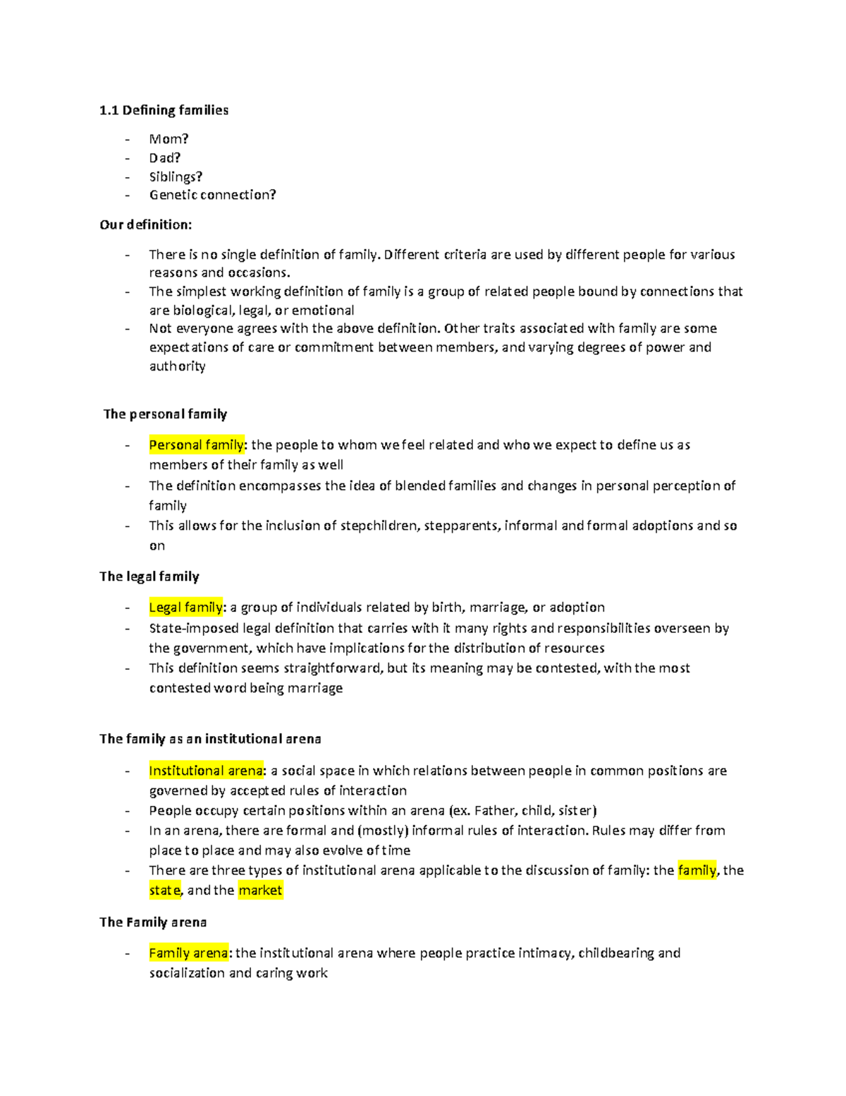Defining families - 1 Defining families Mom? Dad? Siblings? Genetic ...