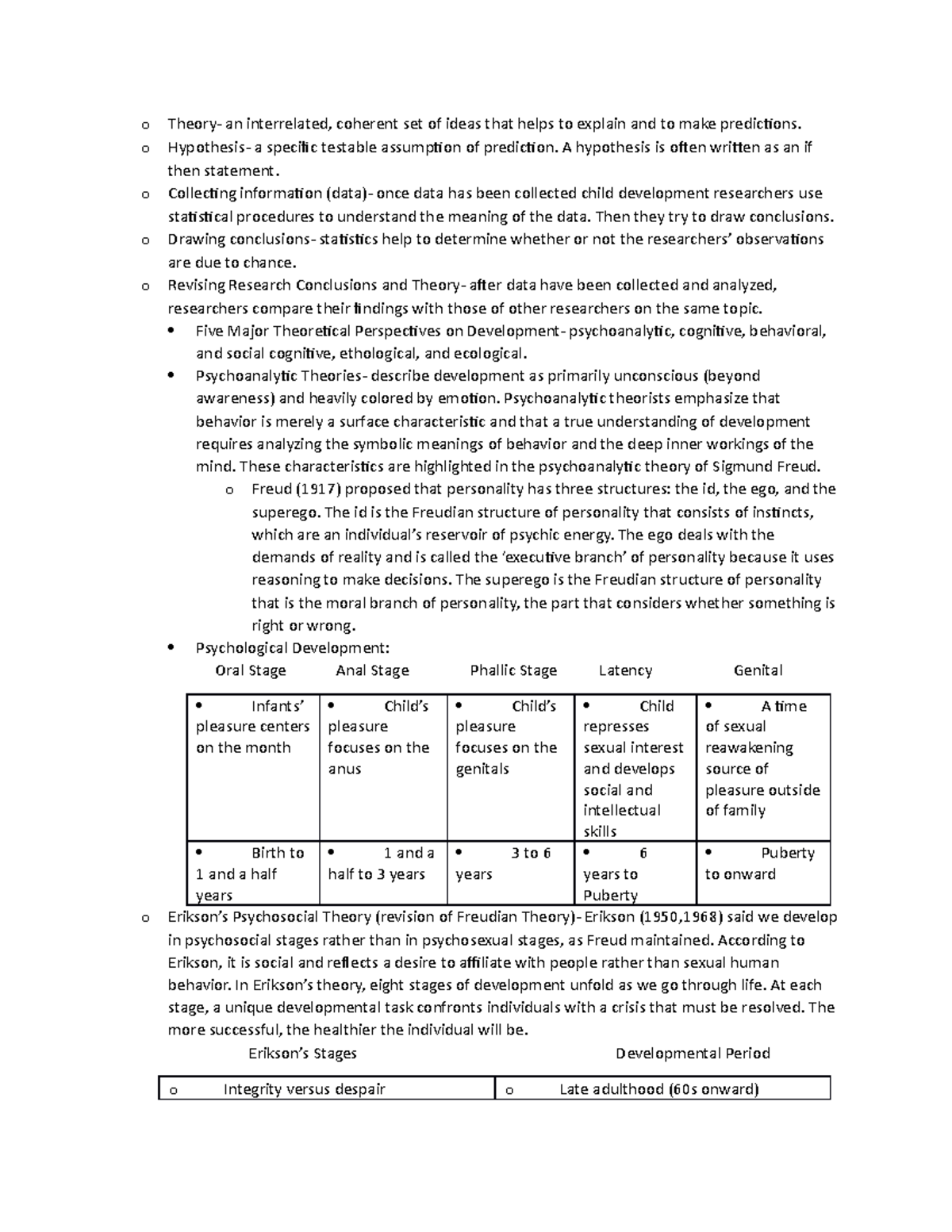 (4) Intro to Child Development Notes - o Theory- an interrelated ...