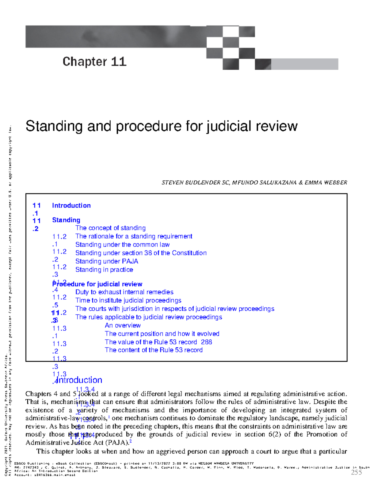Chapter 11 Standing AND P Administrative Justice - 255 11.111 ...