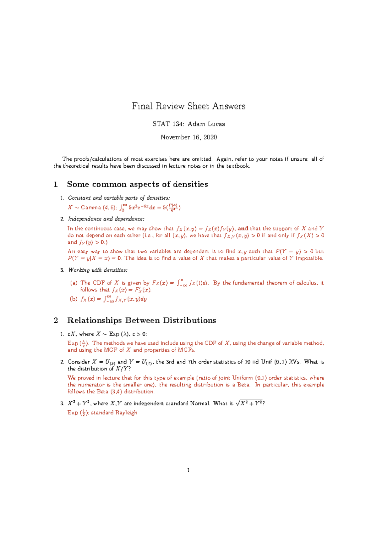 134 final review sheet answers - Final Review Sheet Answers STAT 134: Adam Lucas November 16 ...