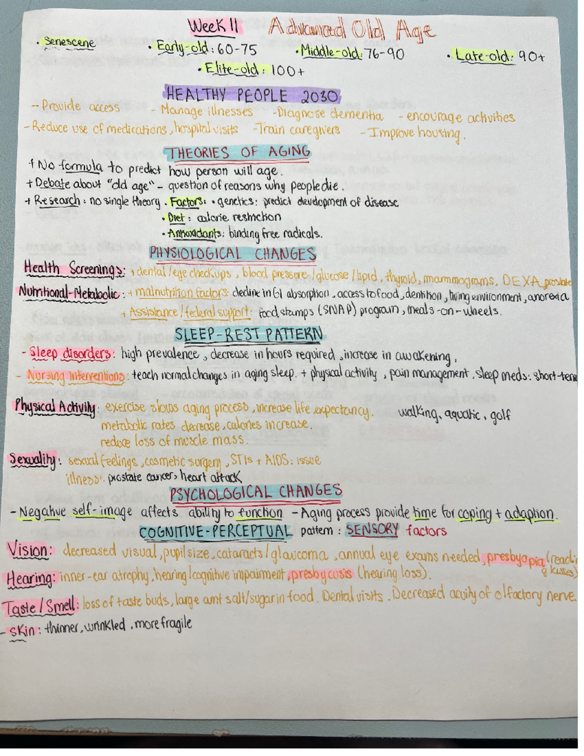 Week11 1 - Advanced Old Age chapter summaries and study guide - 25:705: ...