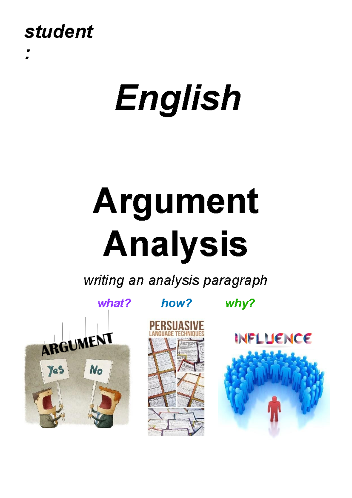 Year 12 Language Analysis - student : English Argument Analysis writing ...