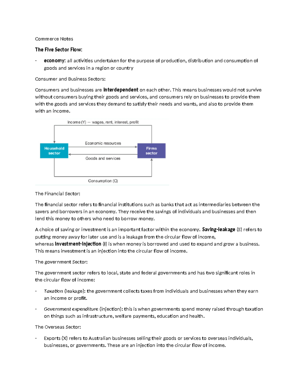Commerce Notes - Commerce Notes The Five Sector Flow: economy: all ...