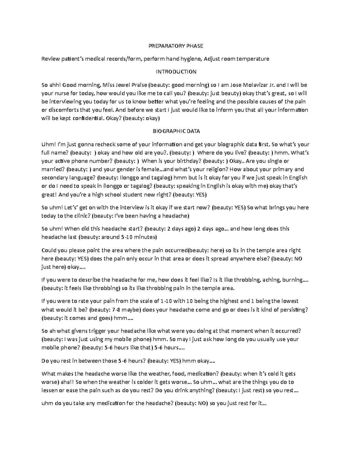 Preparatory Phase - read if you like - PREPARATORY PHASE Review patient ...