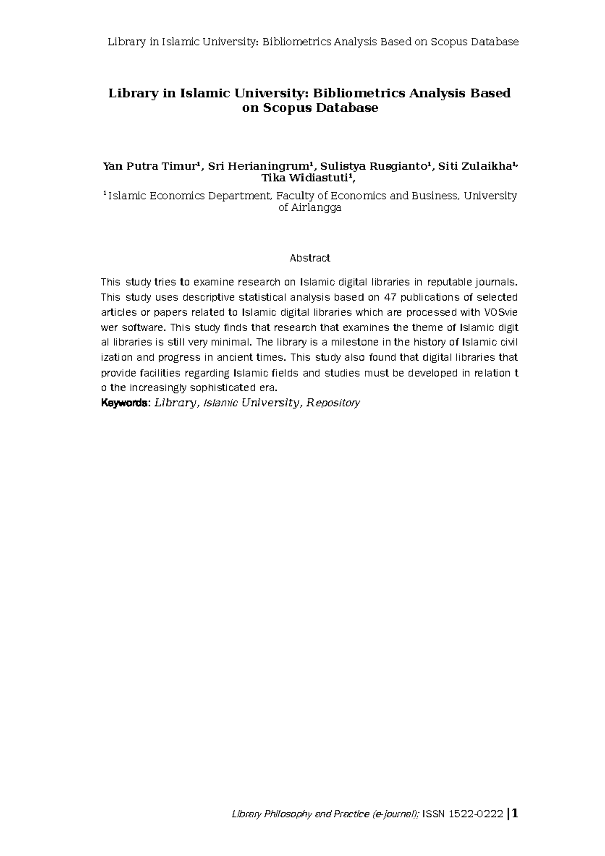 Islamic Digital Library 1 - Library in Islamic University ...