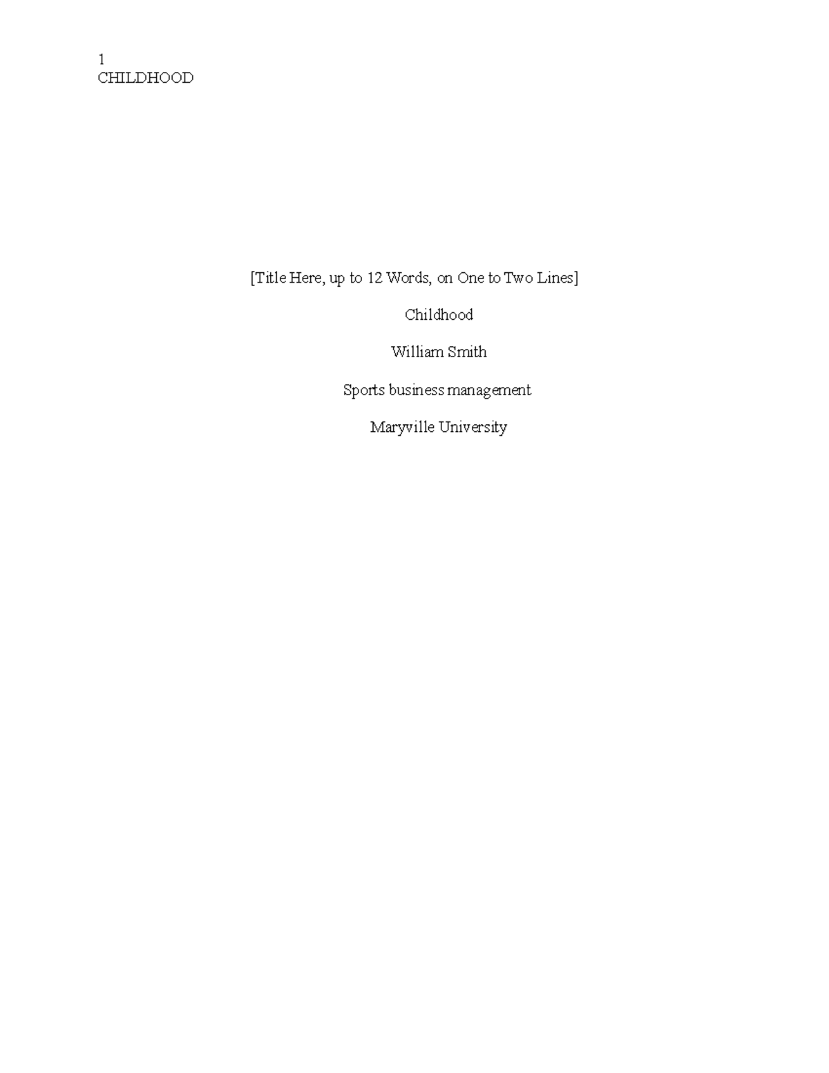 Parenting psych - CHILDHOOD [Title Here, up to 12 Words, on One to Two ...
