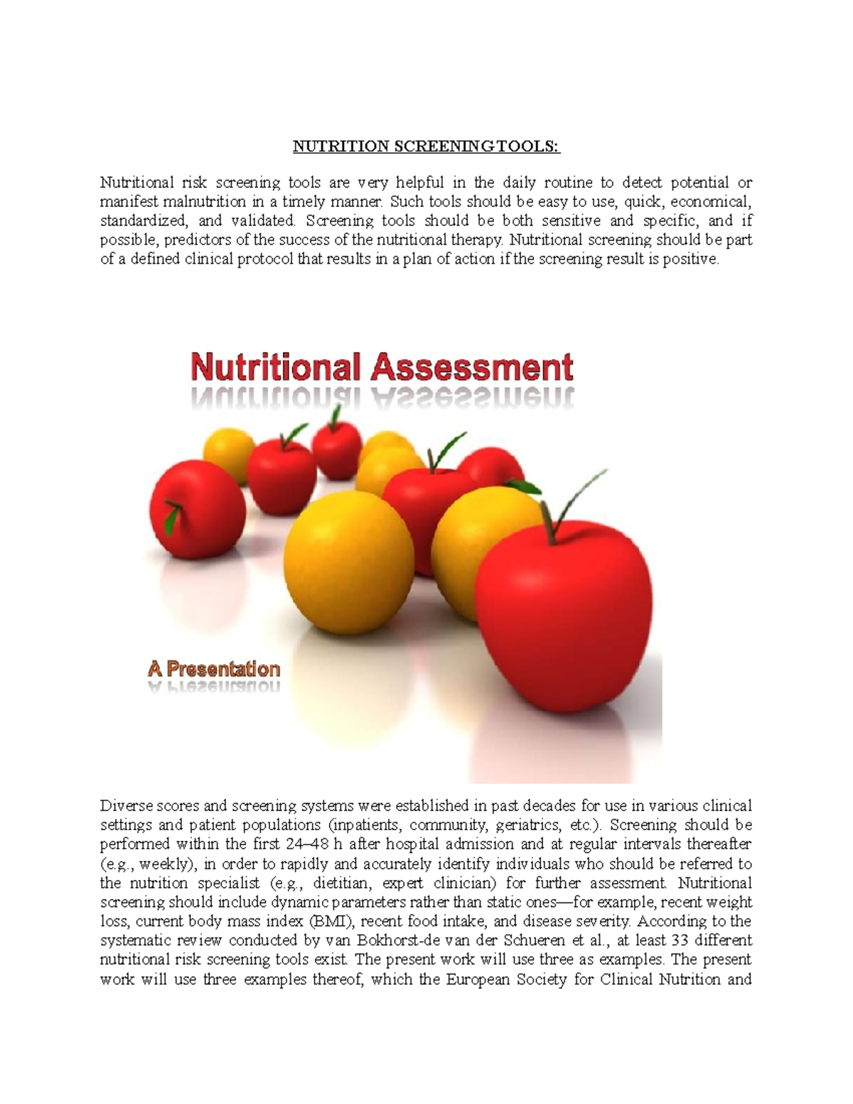 Nutrition Screening Tools final - NUTRITION SCREENING TOOLS ...