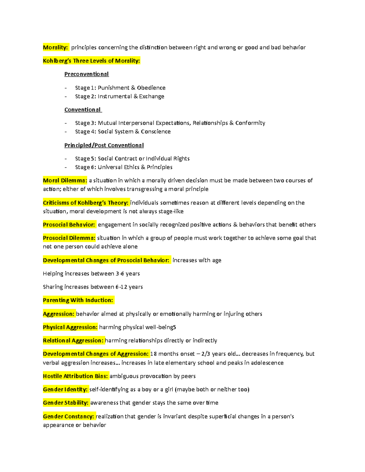 Child dev final study guide - Morality: principles concerning the ...