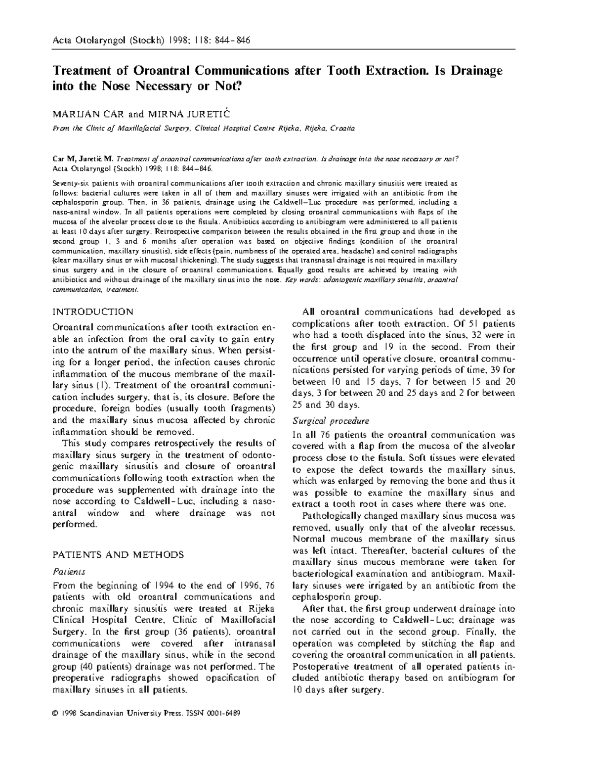 10 - efewfwe - Acta Otolaryngol (Stockh) 1998; 118: 844– Treatment of ...