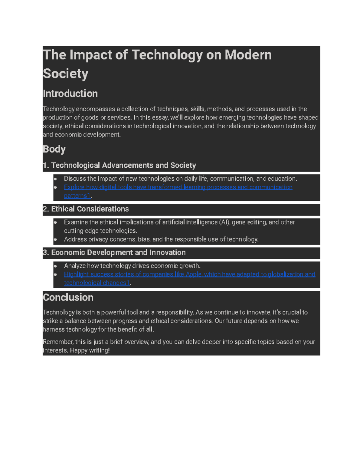 The Impact of Technology on Modern Society - The Impact of Technology ...