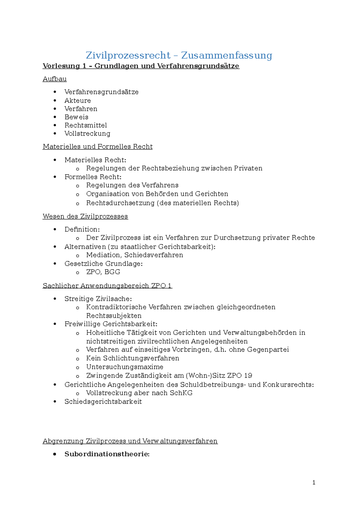 Zivilprozessrecht - Zusammenfassung - Zivilprozessrecht ...