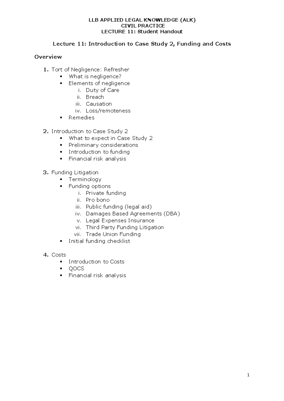 Lecture 11 Student Handout 1 - CIVIL PRACTICE LECTURE 11: Student ...