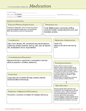 ATI Thiamine Medication Sheet - ACTIVE LEARNING TEMPLATES THERAPEUTIC ...