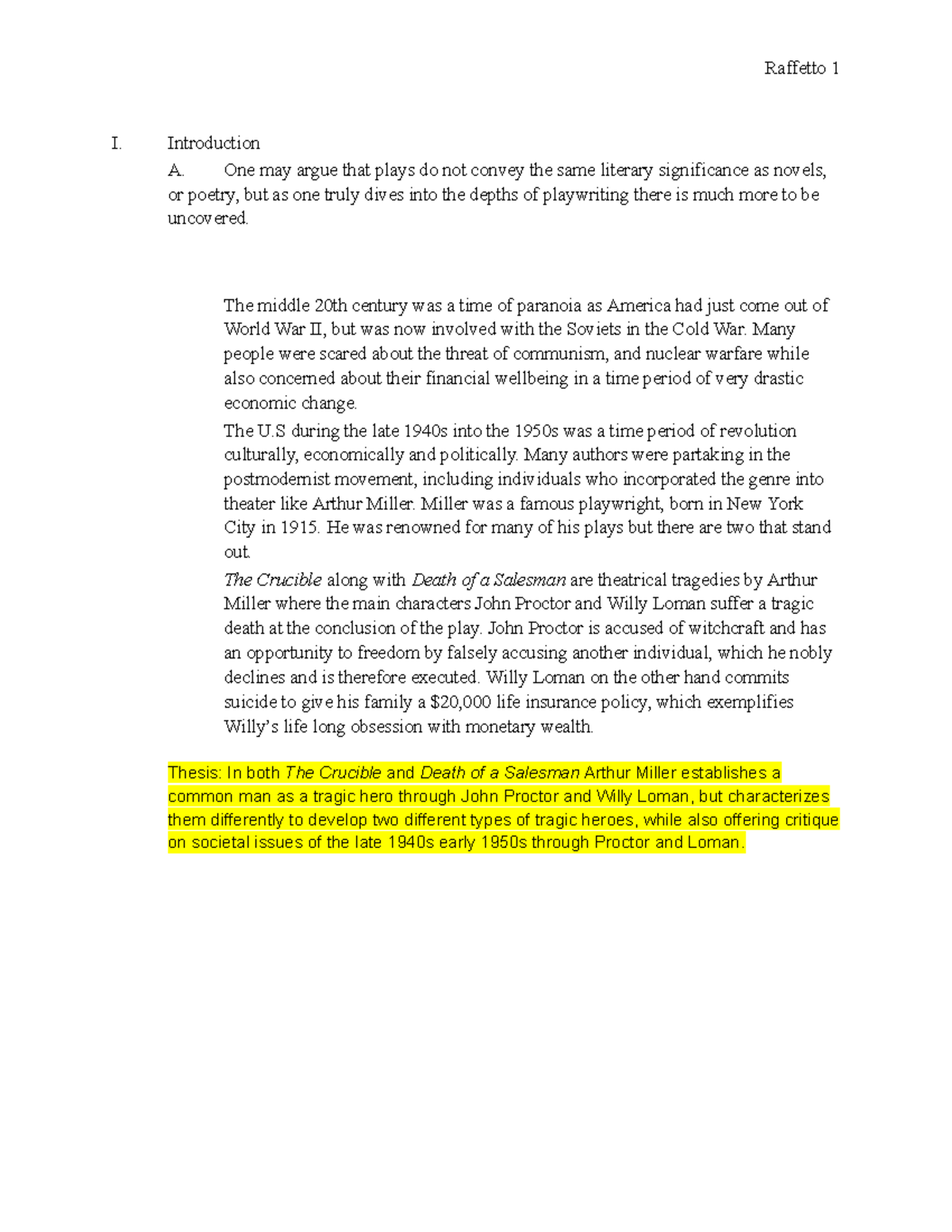Copy of Research Outline L2 - Suggested Format - I. Introduction A. One may argue that plays do ...