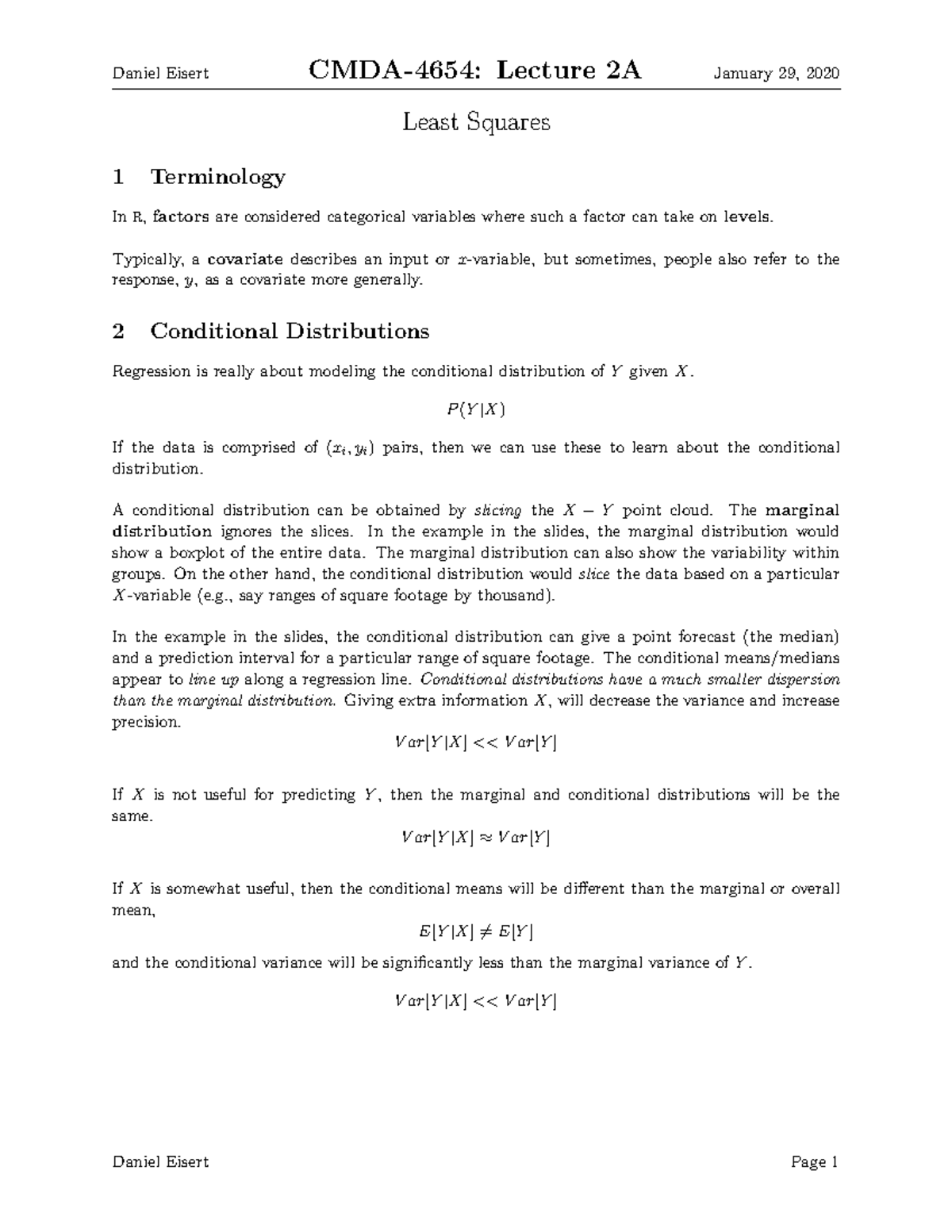 CMDA 4654 Module 2A - Prof: Gramercy - Daniel Eisert CMDA-4654: Lecture ...