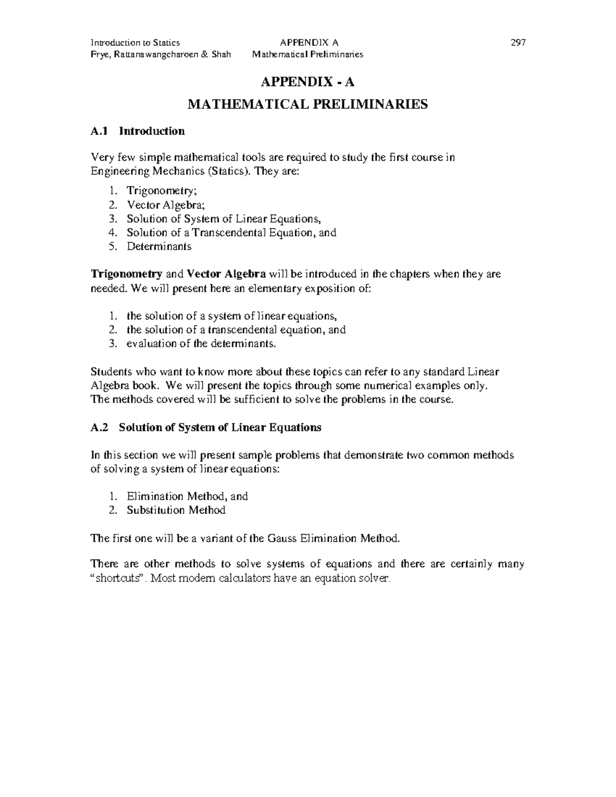 Appendix A-Math Preliminaries - Introduction to Statics Frye, Rattanawangcharoen Shah APPENDIX A ...
