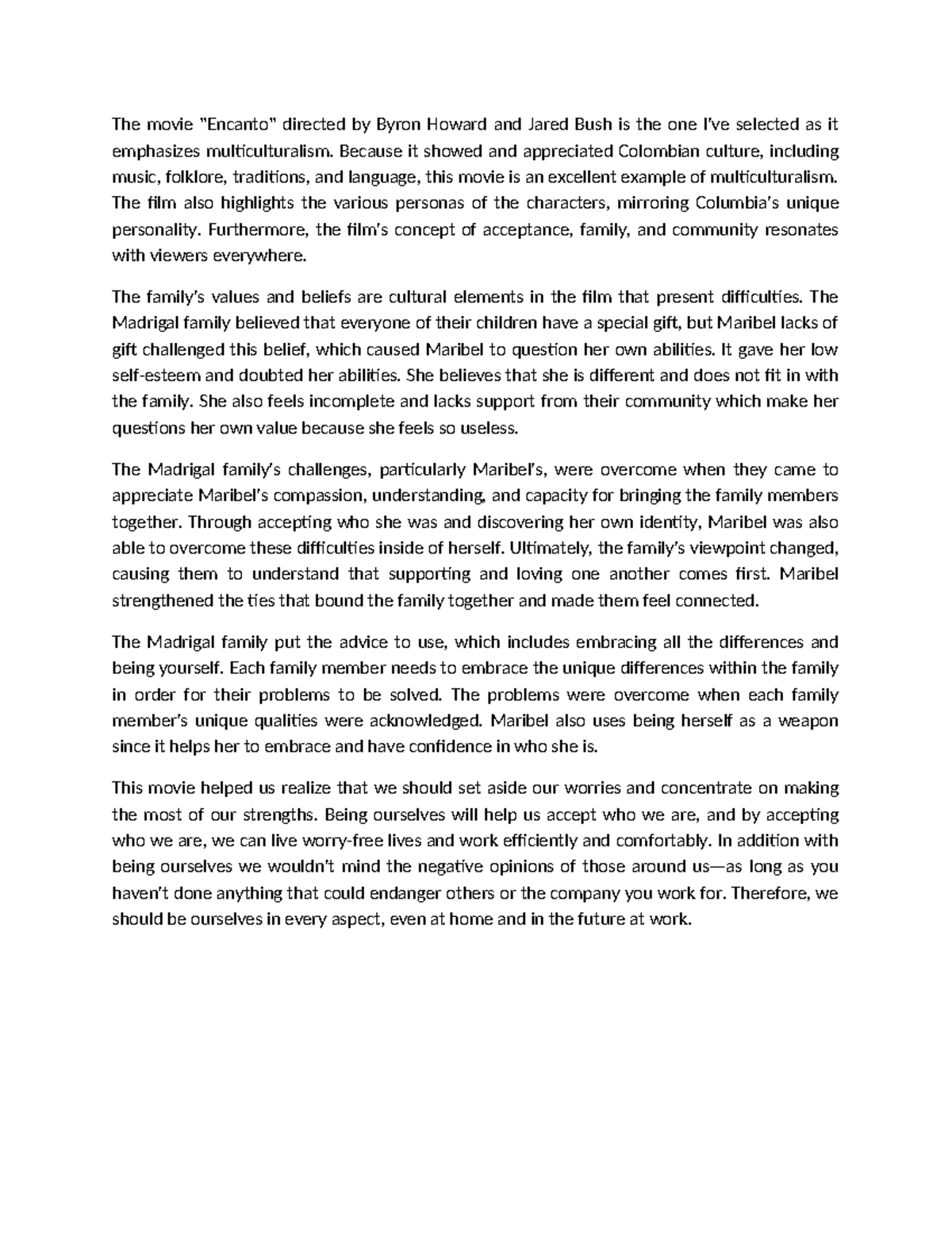 Encato - Essay about the movie encanto - The movie "Encanto" directed ...