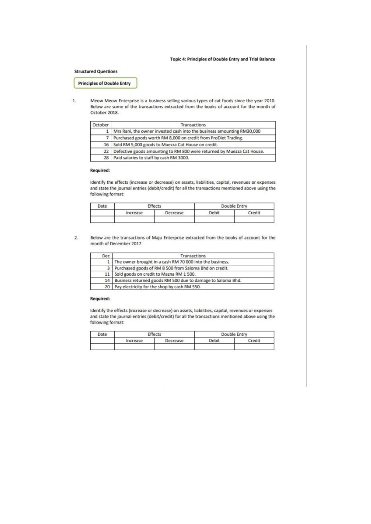 Tutorial Topic 4 - toturial - introduction of accounting - Studocu