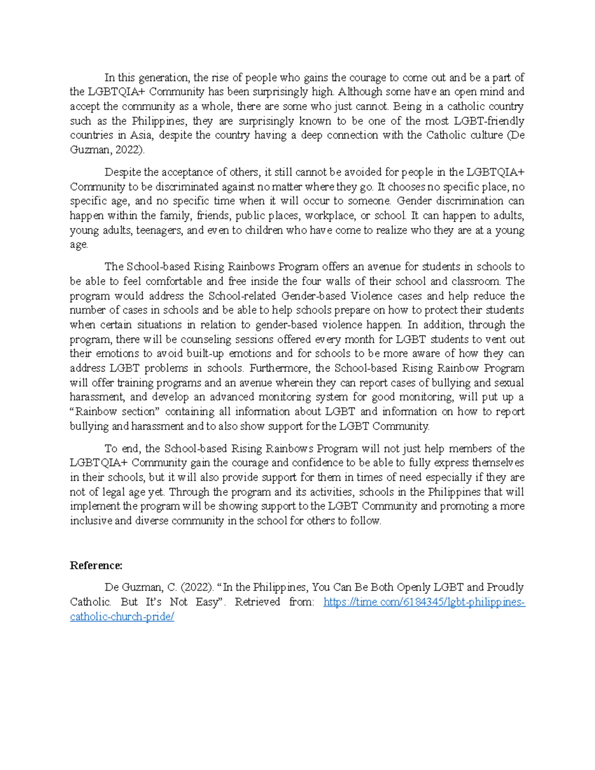 School-based Rising Rainbows Program - In this generation, the rise of ...