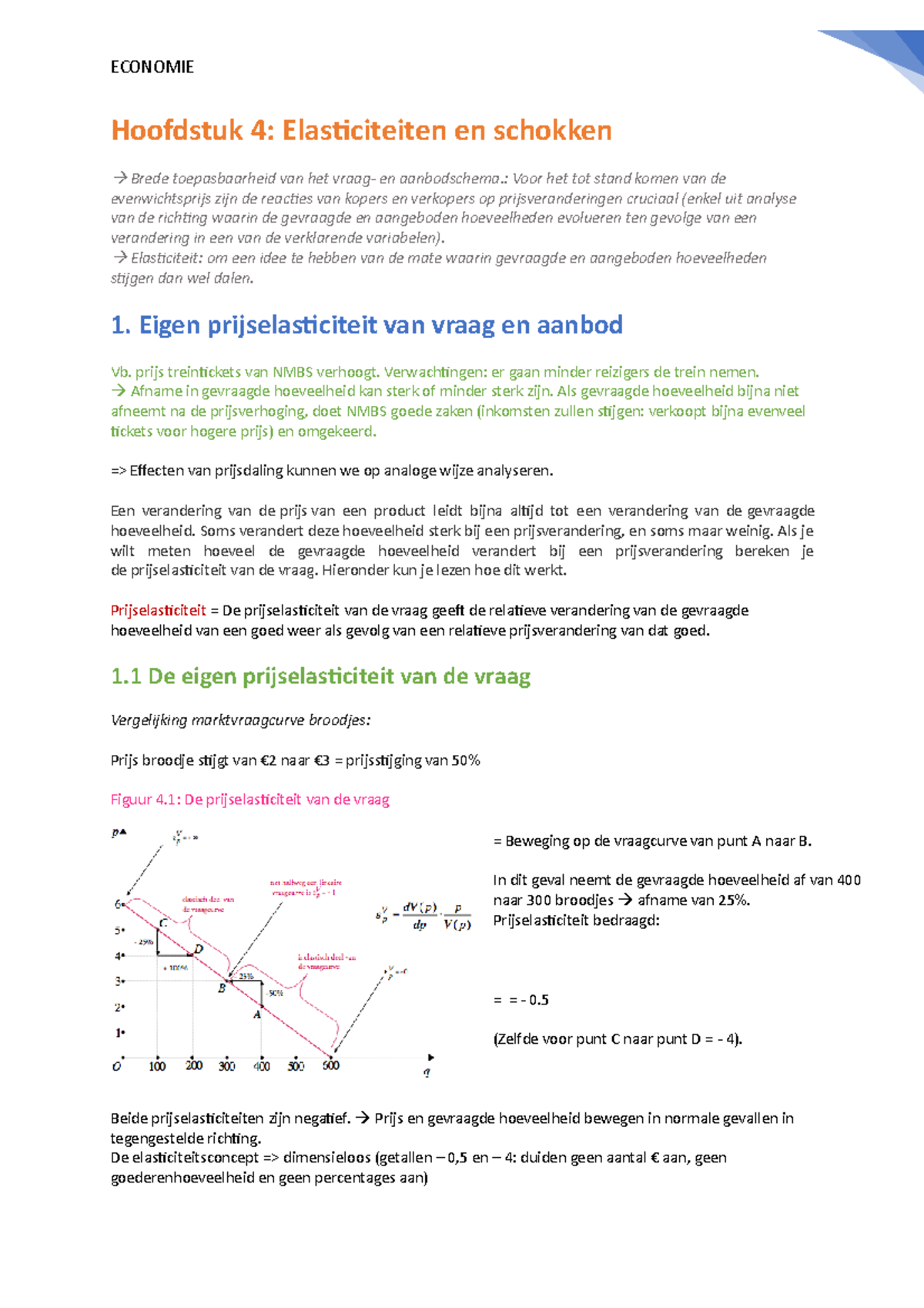 Hoofdstuk 4 - Hoofdstuk 4: Elasticiteiten en schokken Brede ...