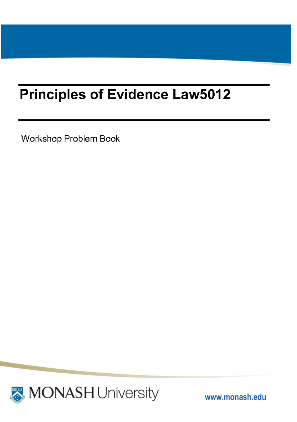 Workshop book POE 2024 - Principles of Evidence Law Workshop Problem ...