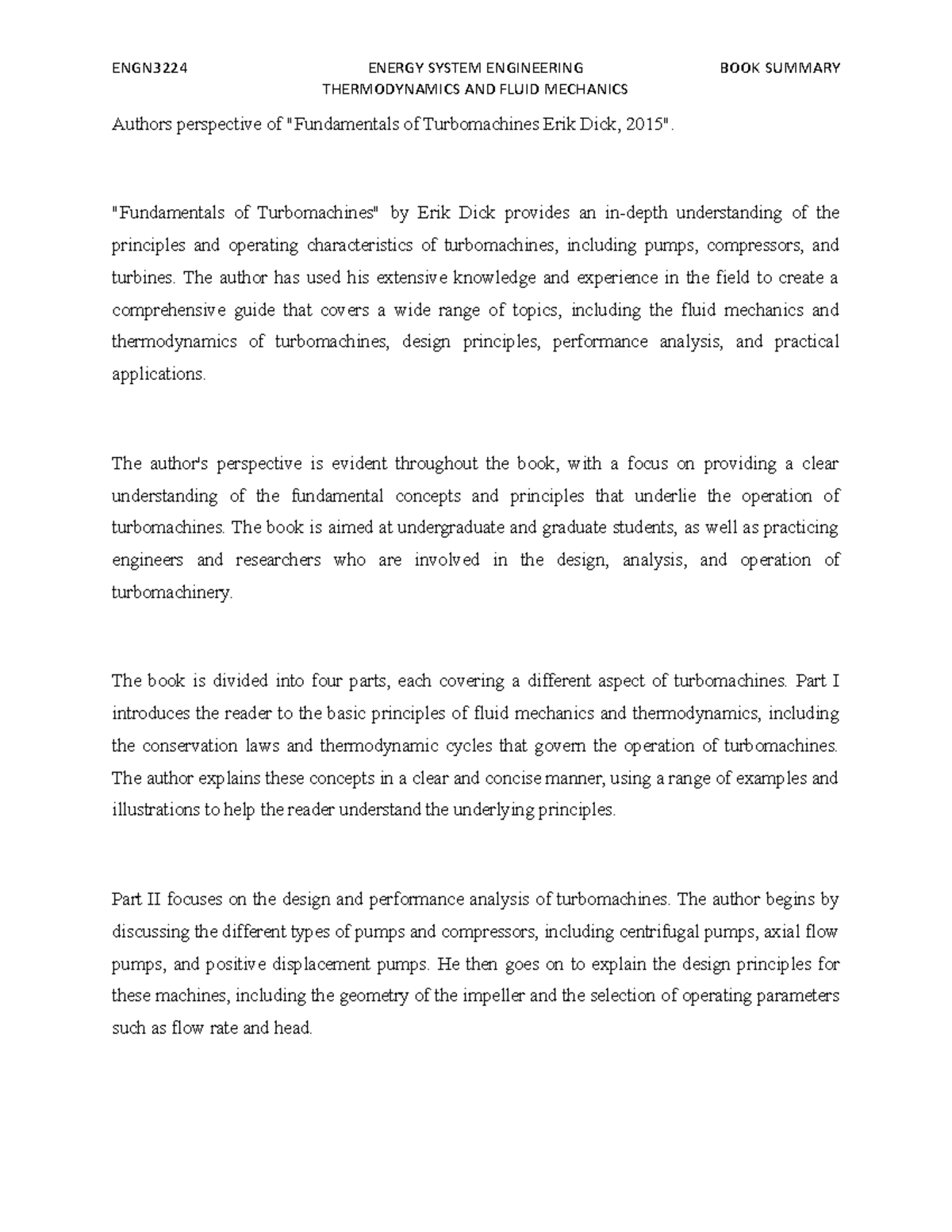 Authors perspective of Fundamentals of Turbomachines Erik Dick, 2015 ...