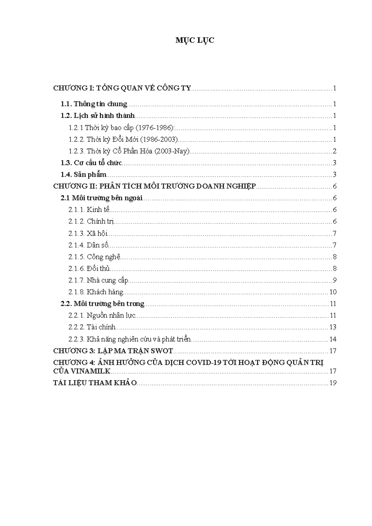 TL QTH - phân tích môi trường bên trong và bên ngoài - MỤC LỤC CHƯƠNG I: TỔNG QUAN VỀ CÔNG - Studocu