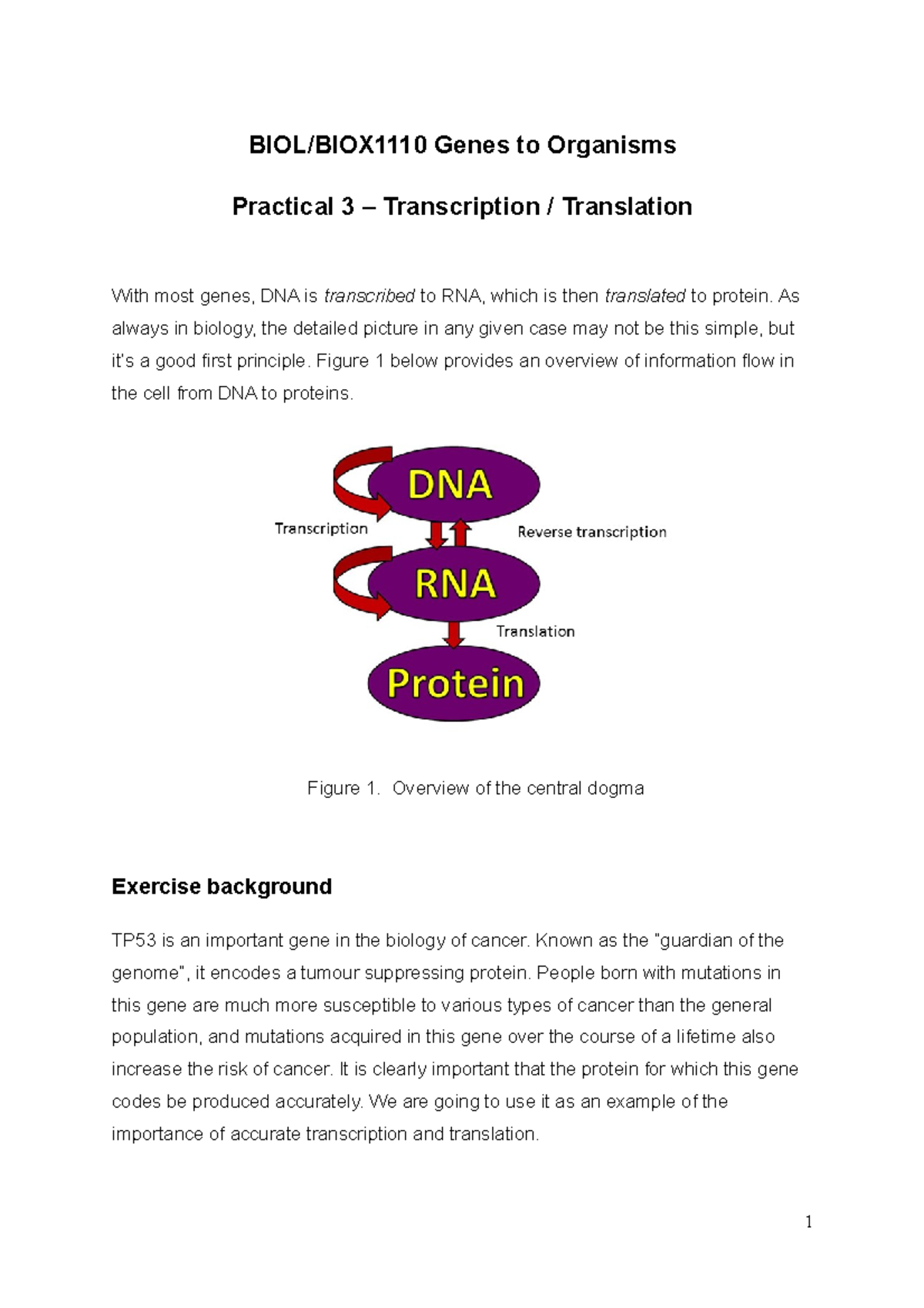 2023 Biol1110 Practical 3 e-book - BIOL/BIOX1110 Genes to Organisms ...