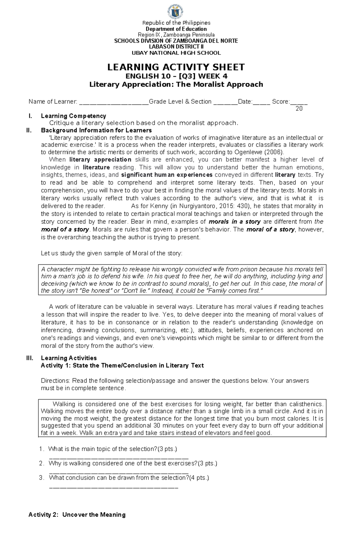 LAS-English 10-Q3-WEEK 4 - Republic of the Philippines Department of ...