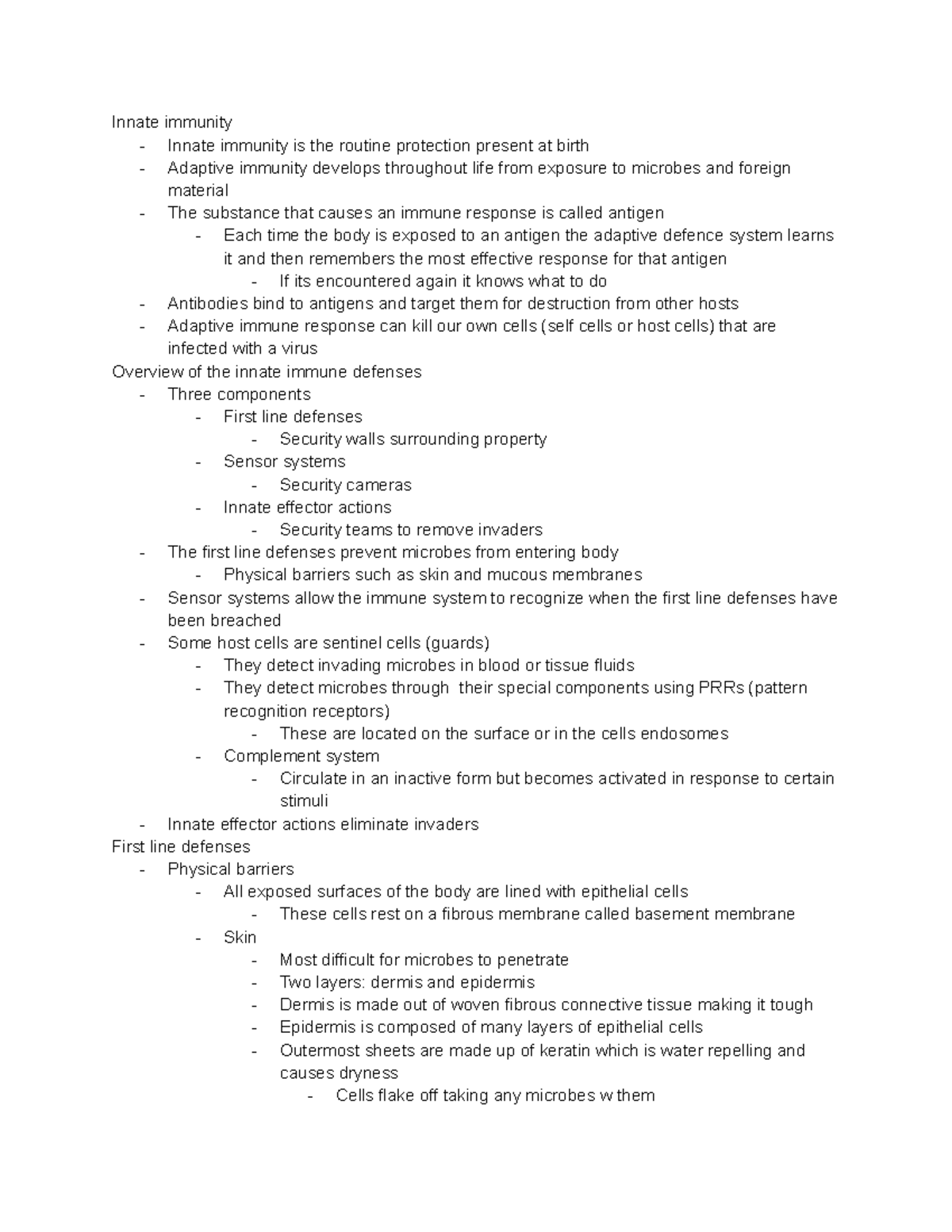 Ch 14 - Innate immunity - Innate immunity is the routine protection ...