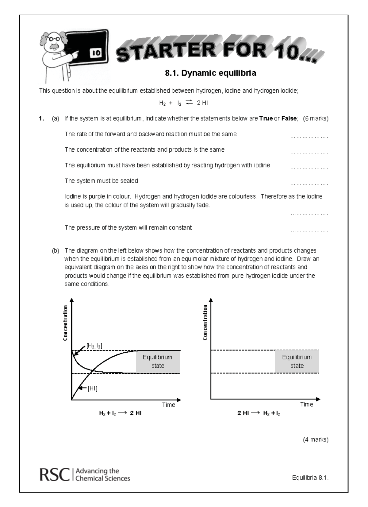 Worksheet - Equilibrium Constant Calculations no2 - Equilibria 8. 8 ...