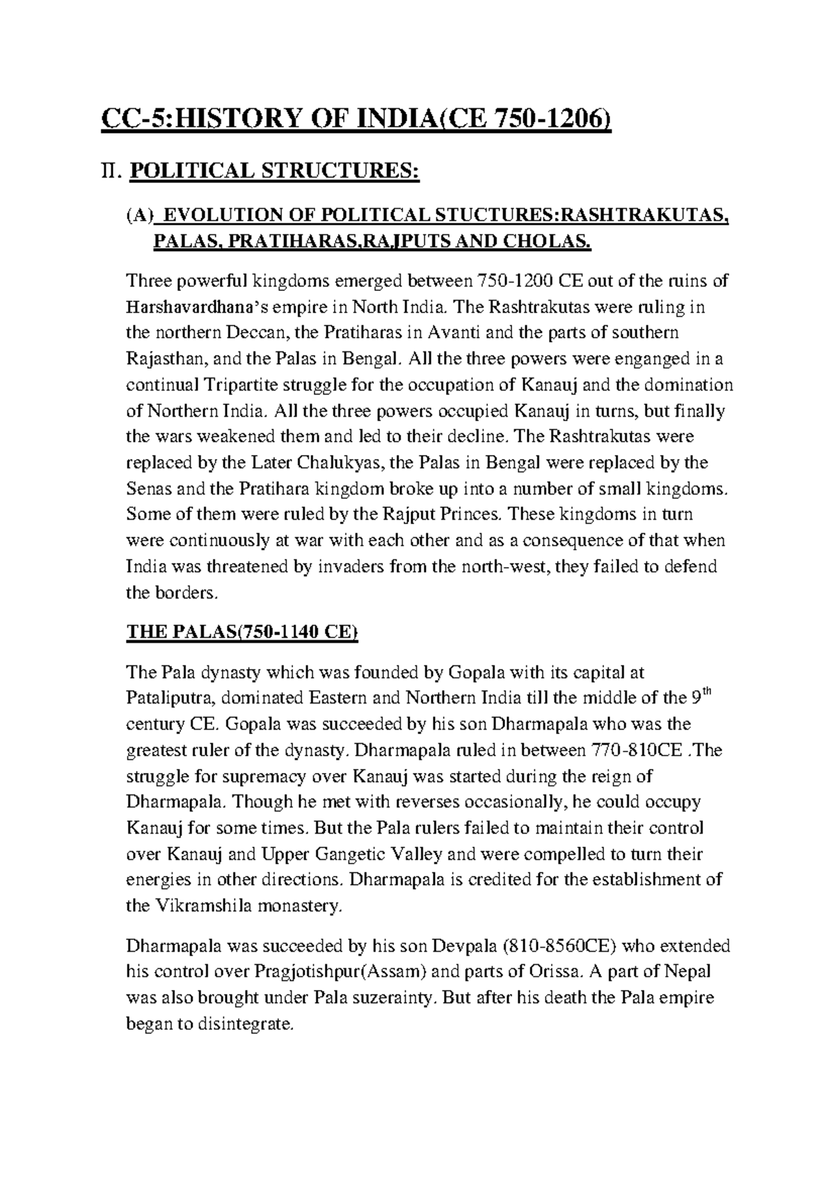 CC5 module 2 - About pala dynasty - CC-5:HISTORY OF INDIA(CE 750-1206 ...