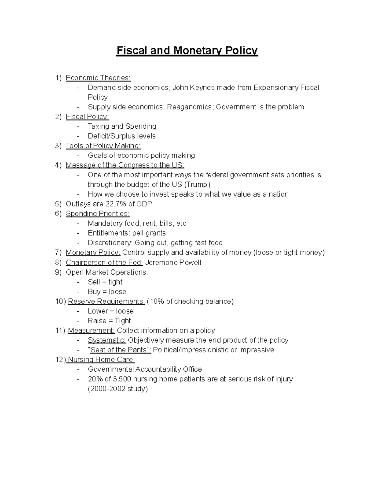 Fiscal and Monetary Policy - Fiscal and Monetary Policy Economic ...