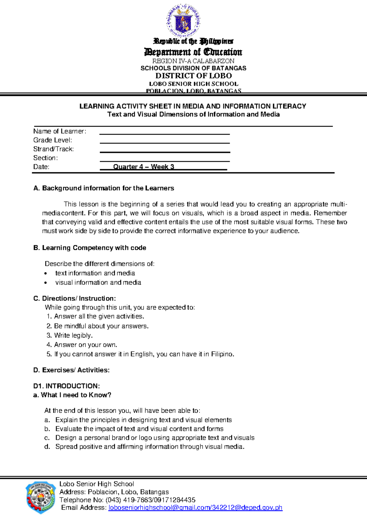 MIL Q4 WEEK 3 - hajsyuqbwhqjna - Department of Education REGION IV-A ...