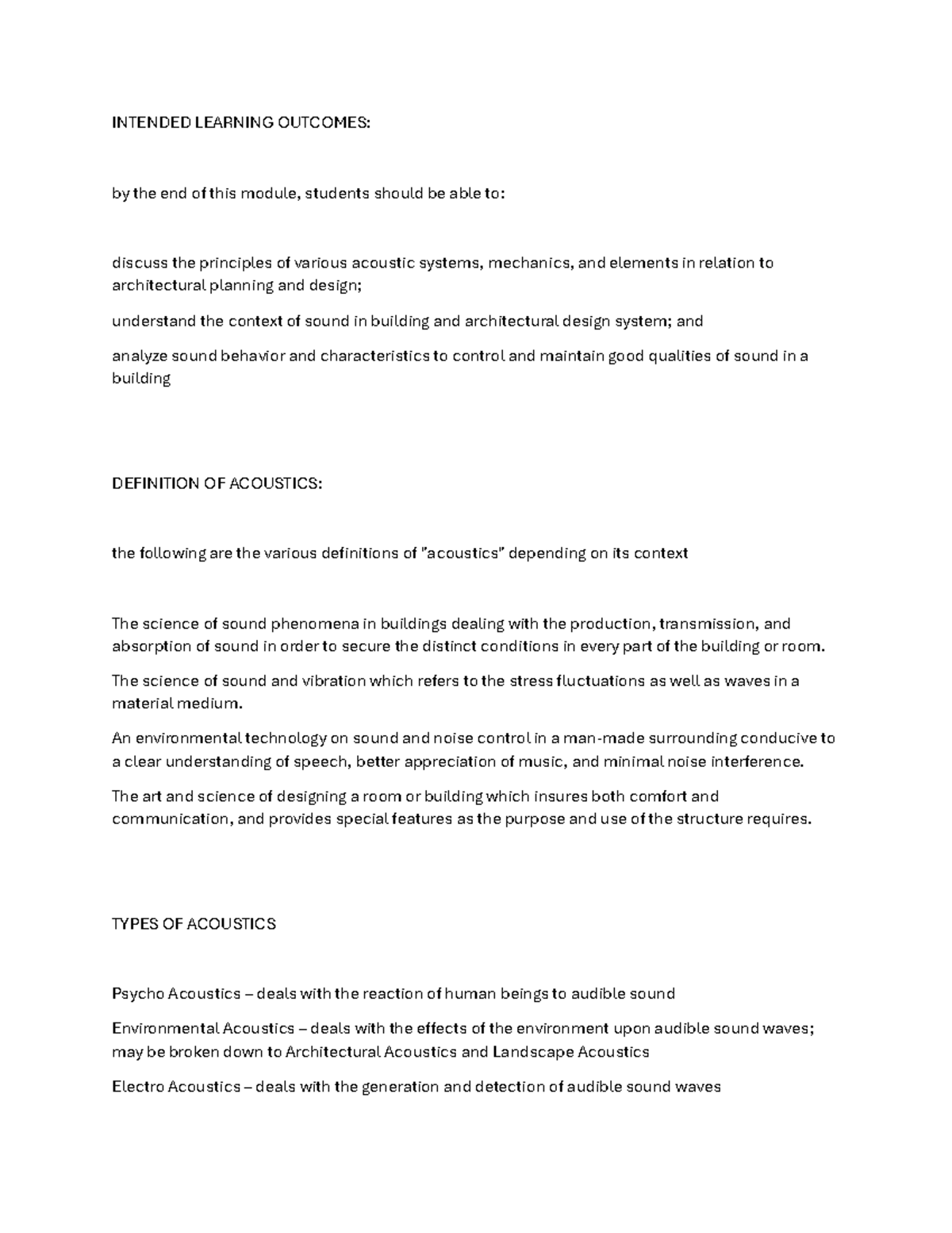 BU EXAM Reviewer - INTENDED LEARNING OUTCOMES: by the end of this module, students should be ...