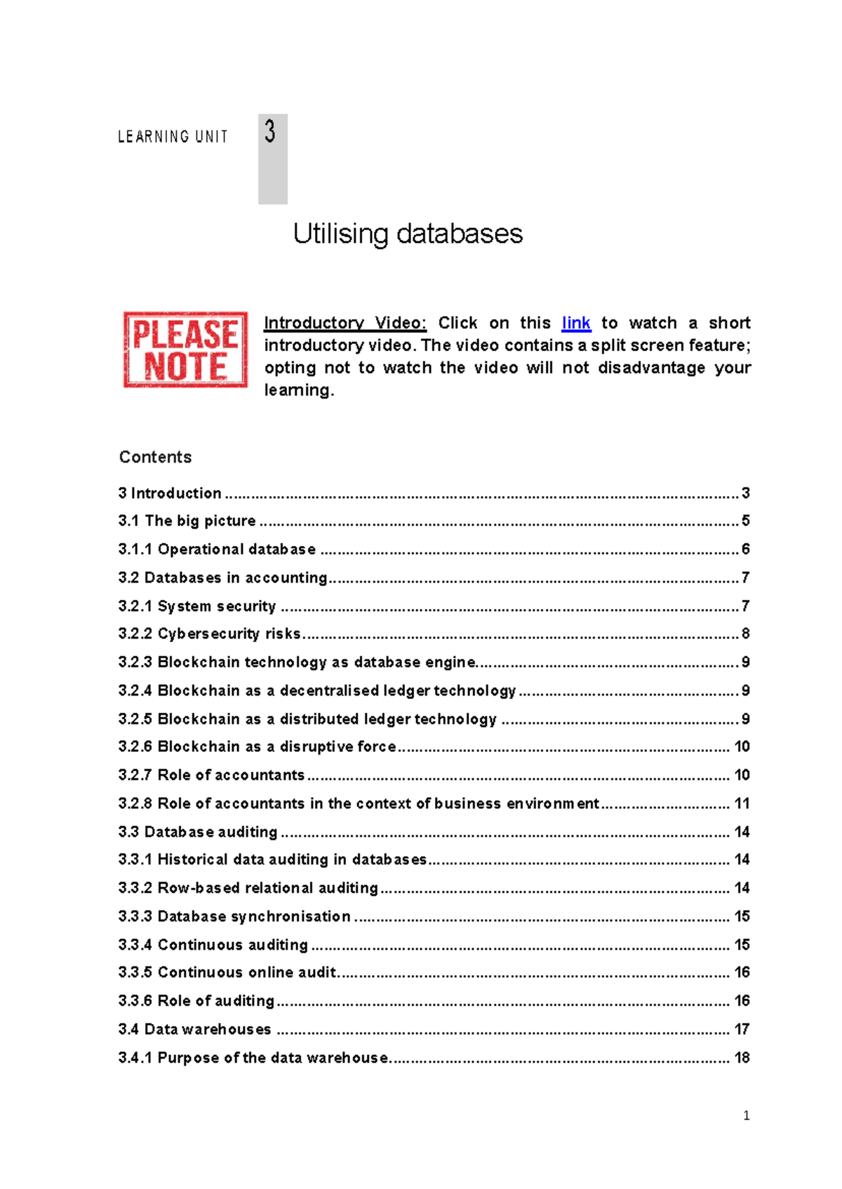 Learning Unit 3 - Utilising databases - Utilising databases ...