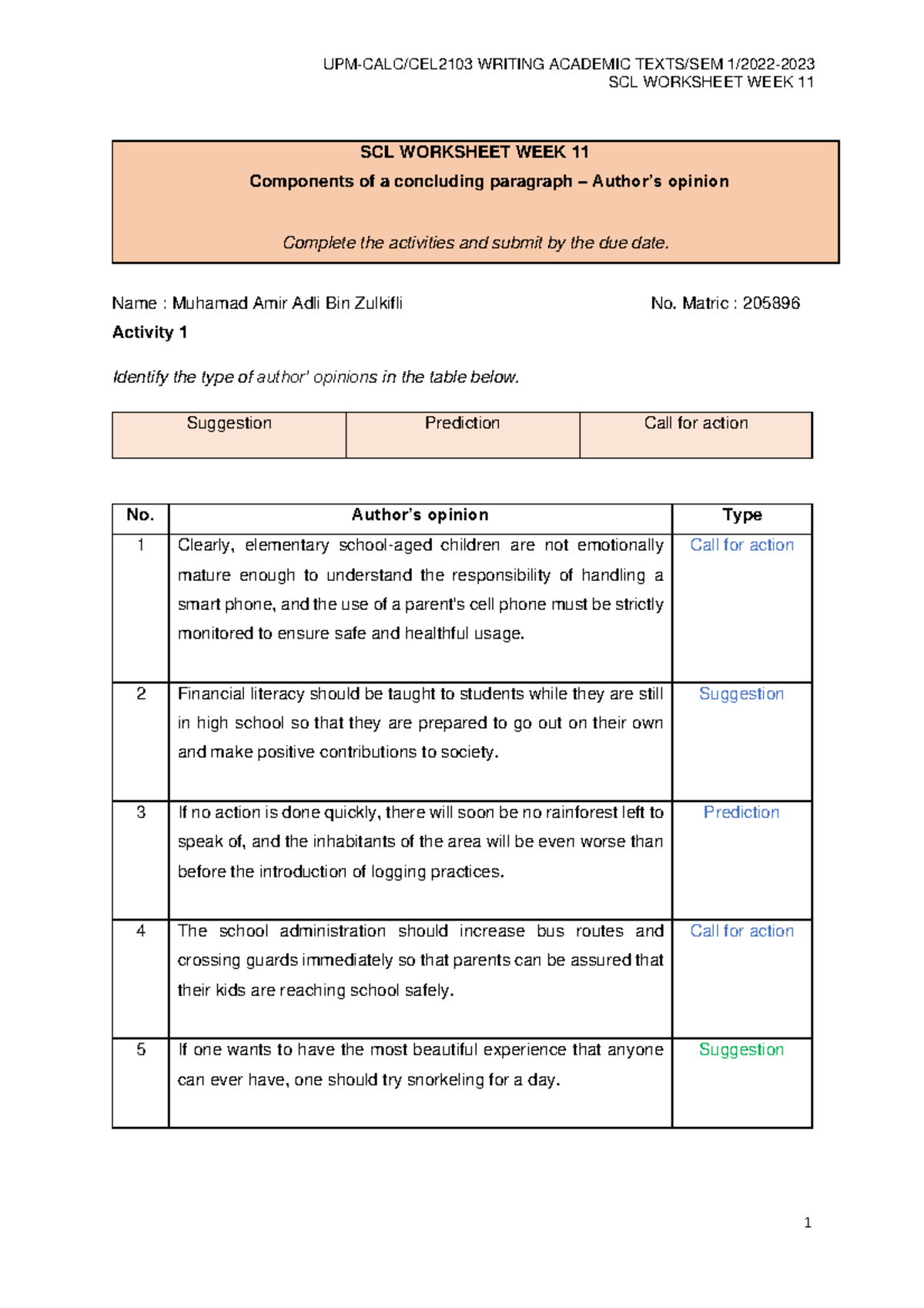 SCL Worksheet WEEK 11 CEL 2103 - SCL WORKSHEET WEEK 11 SCL WORKSHEET ...