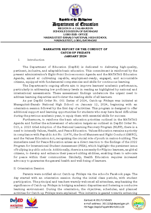 Narrative Report 1st PTA Meeting - NARRATIVE/ACCOMPLISHMENT REPORT ON ...