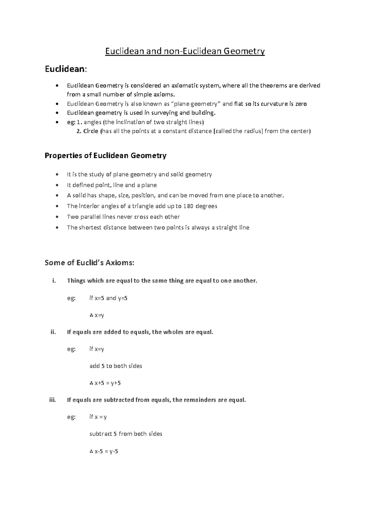 Euclidean and non-Euclidean Geometry - Euclidean and non-Euclidean ...