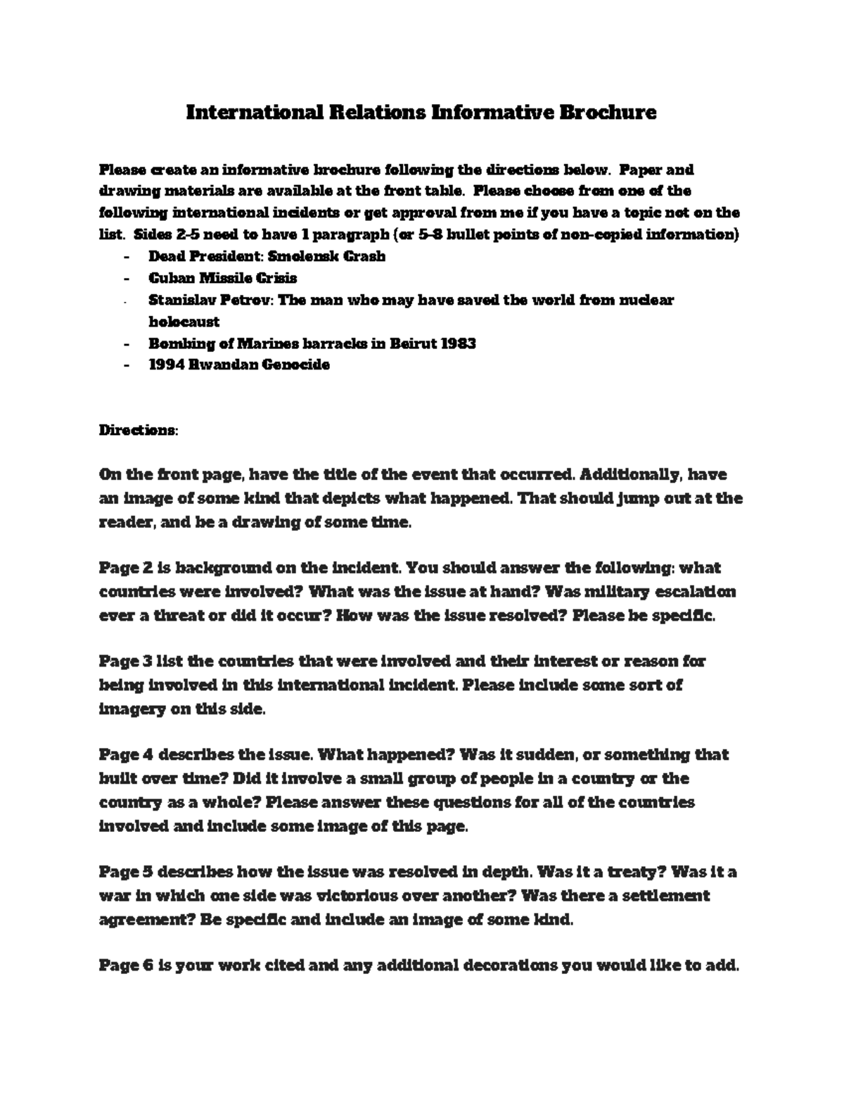 International Relations Incident Informative Brochure - International ...