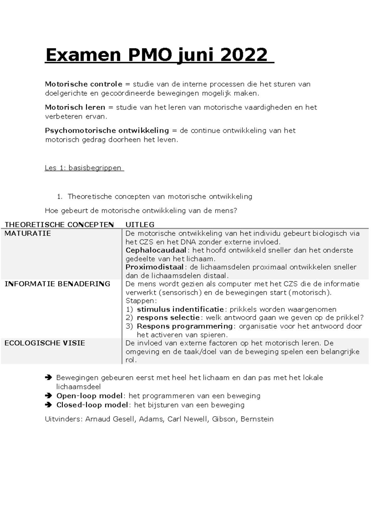 Examen PMO juni 2022 - Examen PMO juni 2022 Motorische controle ...