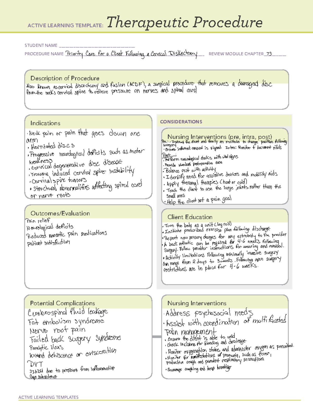Therapeutic procedure restricted - ACTIVE LEARNING TEMPLATES ...