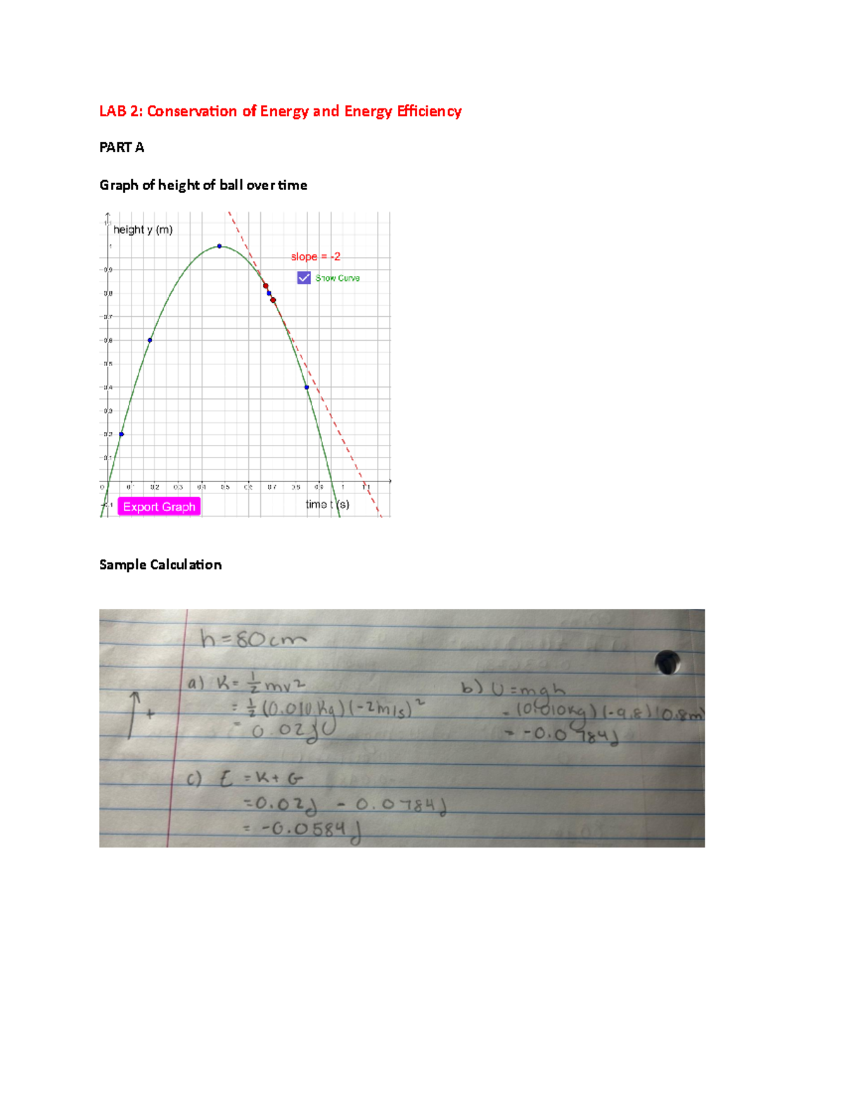 Lab 2-Conservation of Energy and Energy Efficiency-Juliana Cardieri ...